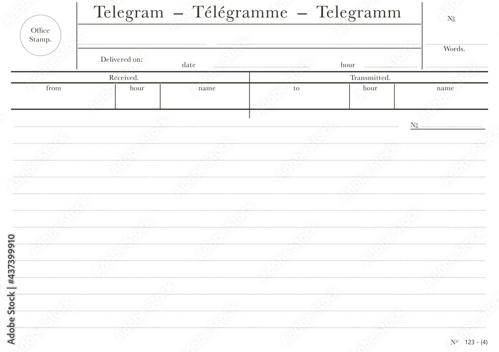 Vintage Telegram. Blank telegram form. Vector without gradients. Stock ...