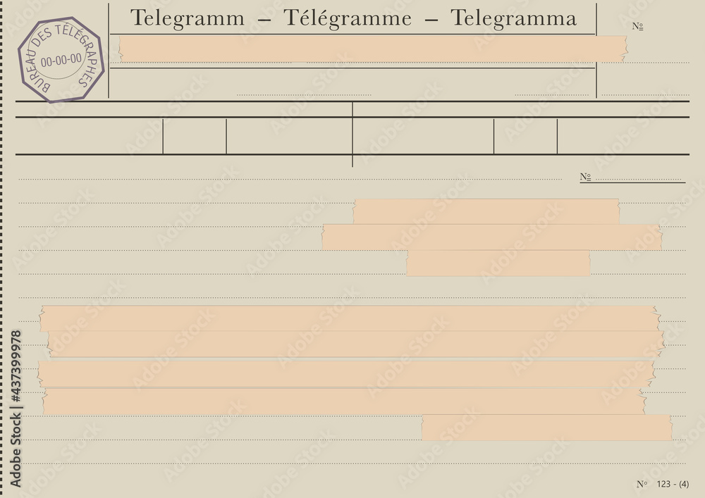 Vetor de Vintage Telegram. Blank telegram form. Vector without ...