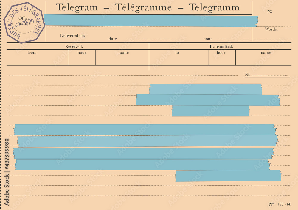 Vintage Telegram. Blank telegram form. Vector without gradients. Stock ...