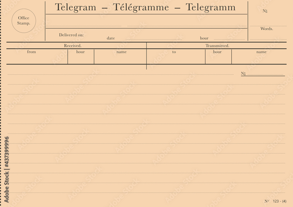 Vetor de Vintage Telegram. Blank telegram form. Vector without ...