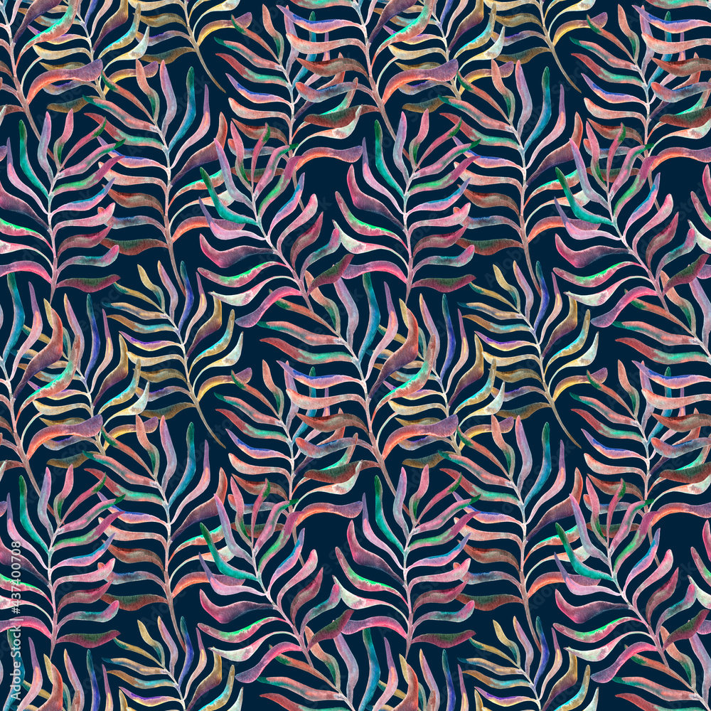 Tropical seamless pattern on a dark background. Hawaiian pattern for ...