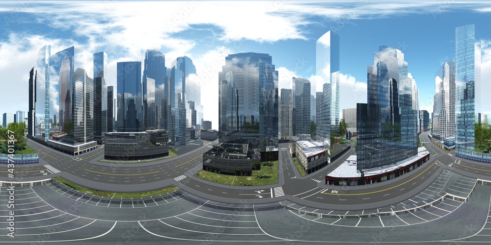Panorama of the city. HDRI, environment map , Round panorama, spherical ...