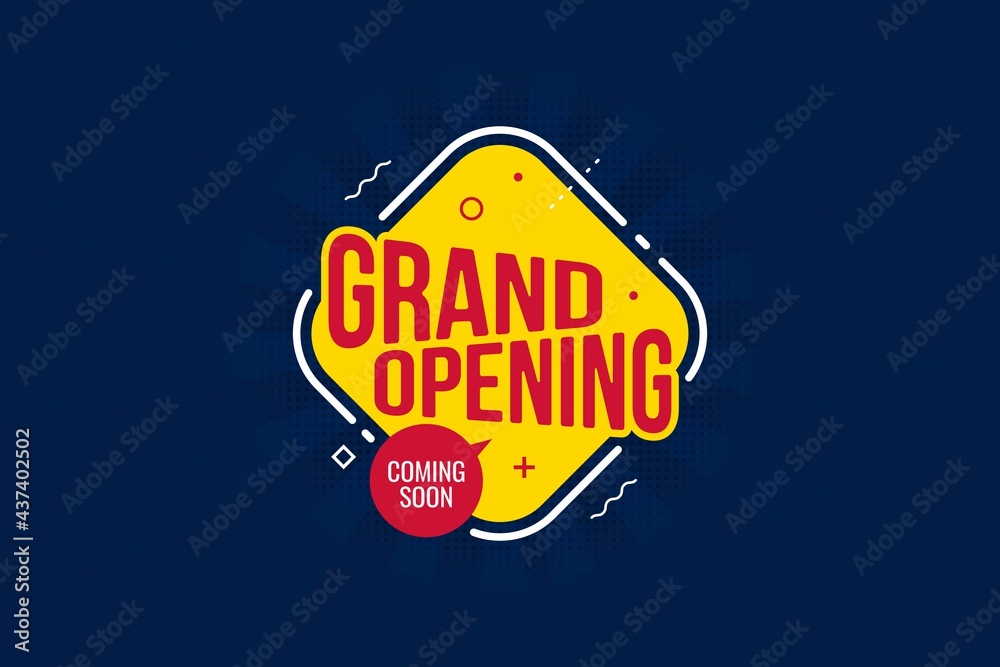Grand opening banner invitation with megaphone speaker opening ...