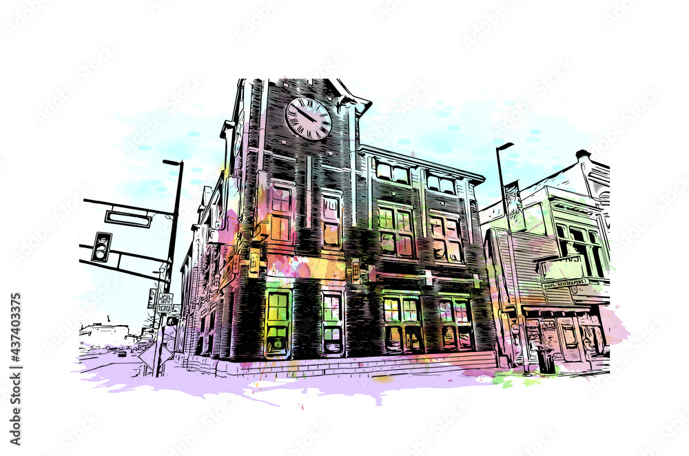 Building view with landmark of Fort Wayne is a city in northeastern ...