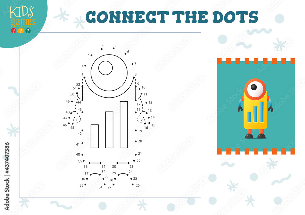 Connect the dots kids mini game vector illustration. Preschool children ...