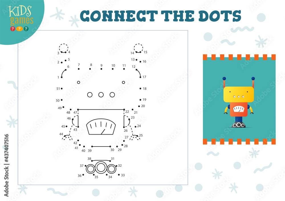 Connect the dots kids mini game vector illustration. Preschool children ...