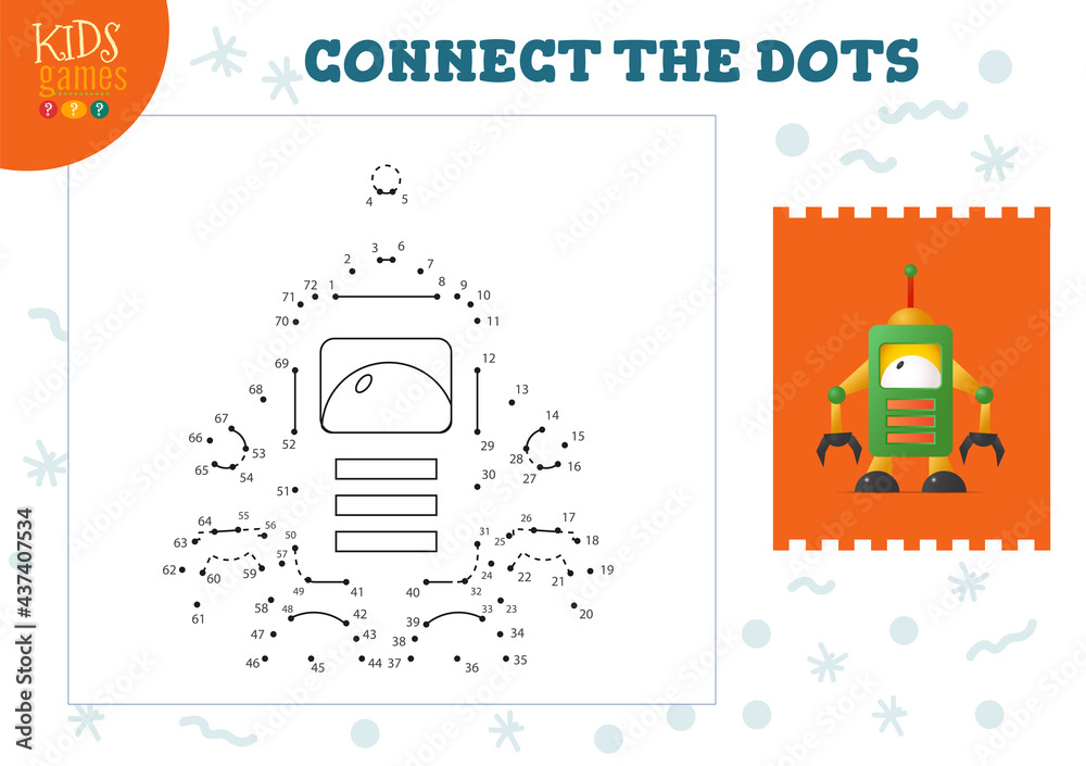 Connect the dots kids game vector illustration. Preschool children ...