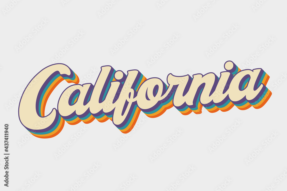 california colourful vector retro lettering Stock Vector | Adobe Stock