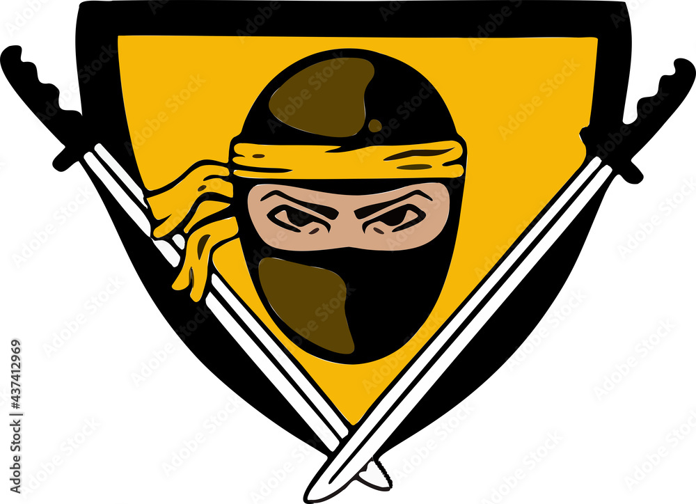 Badge, logo ninja, sword wars, assassin, symbol. Vector Stock Vector ...