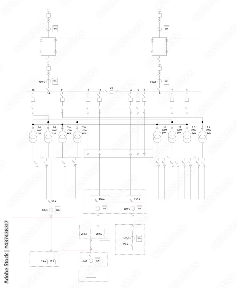 Electric wiring diagram for power transformers Stock Vector | Adobe Stock