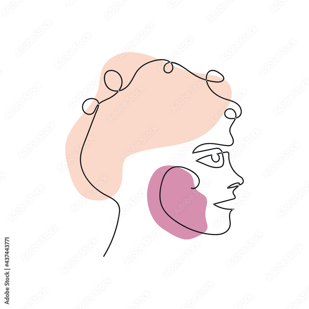 One line drawing face. Modern minimalism art, aesthetic contour ...