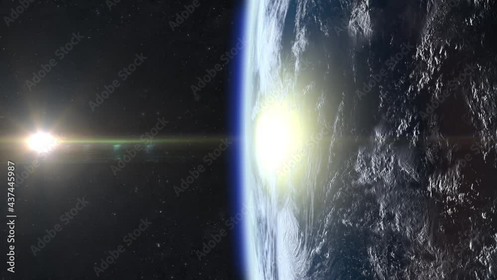 Earth from space. Stars twinkle. 4K. The earth slowly rotates ...