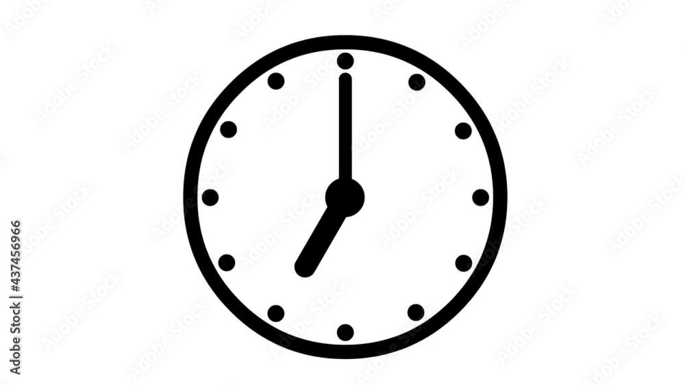 Cartoon counter clock 12 hours black and white version. Simple and very ...