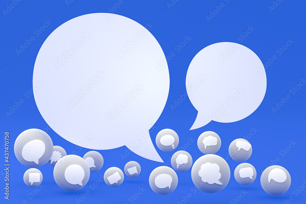 Idea comment or think reactions emoji 3d render,social media balloon ...