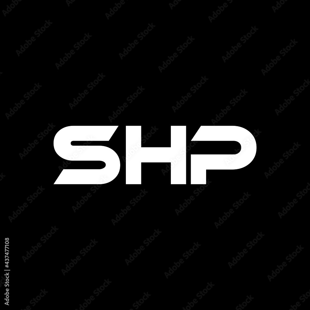Vetor do Stock: SHP letter logo design with black background in ...