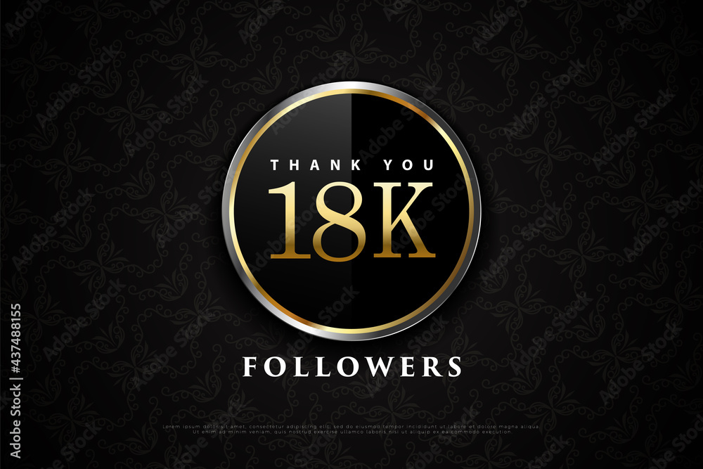 Thank you 18k followers with a circle background with a combination of ...