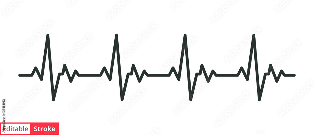 Heart cardiogram line icon. Simple outline style. pulse, ecg, ekg ...