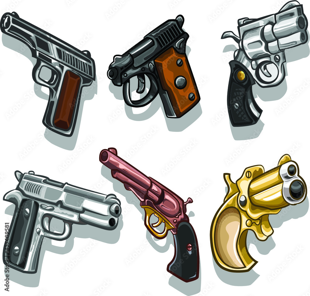 Firearms in cartoon format. Stock Vector | Adobe Stock