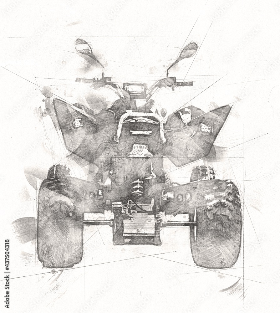 ATV Quad bike, All-Terrain vehicle, with clipping path art illustration ...