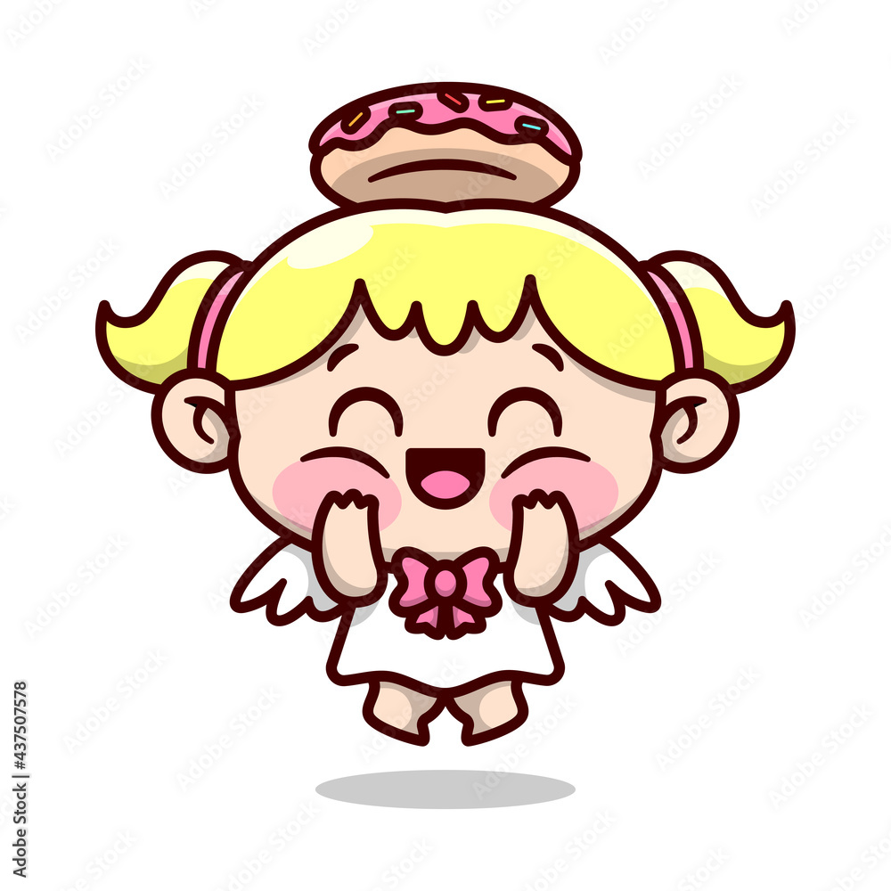 CUTE BLONDE LITTLE ANGLE WITH DONUT RING ON HER HEAD FEELING SO HAPPY ...