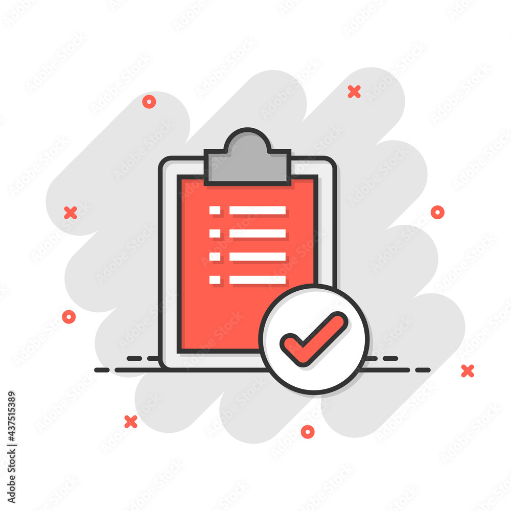 To do list icon in comic style. Document checklist cartoon vector ...