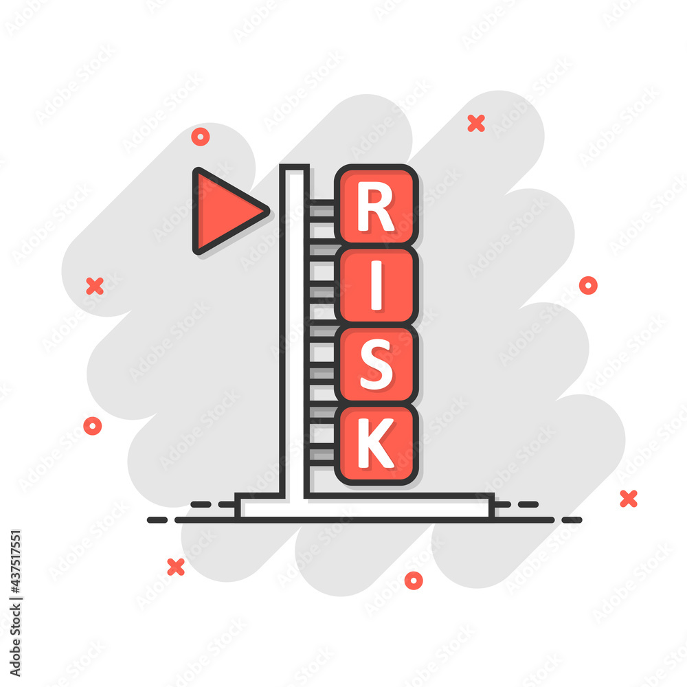 Risk level icon in comic style. Result cartoon vector illustration on ...