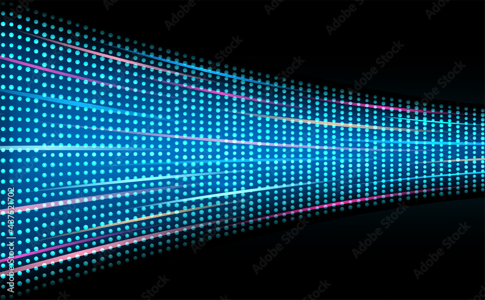 LED video screen with spot light and vivid motion effects. Digital ...