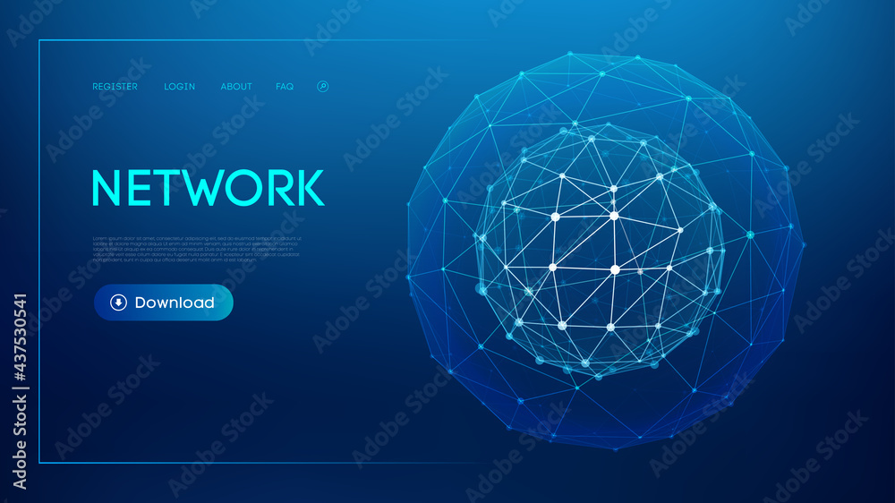 Technology sphere, cloud network. Abstract technology science background. Sphere shield protect ...