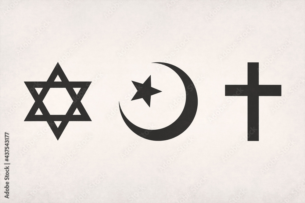 Abrahamic symbols printed on paper Stock Illustration | Adobe Stock