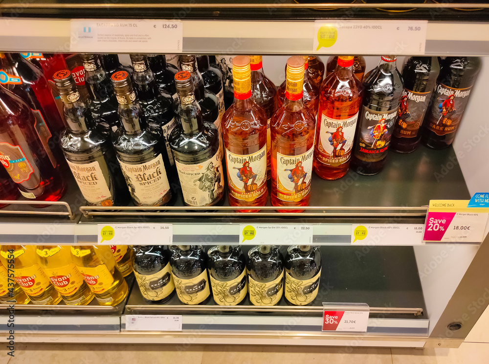 Foto de Antalya, Turkey - May 11, 2021: Products of sale of alcoholic ...