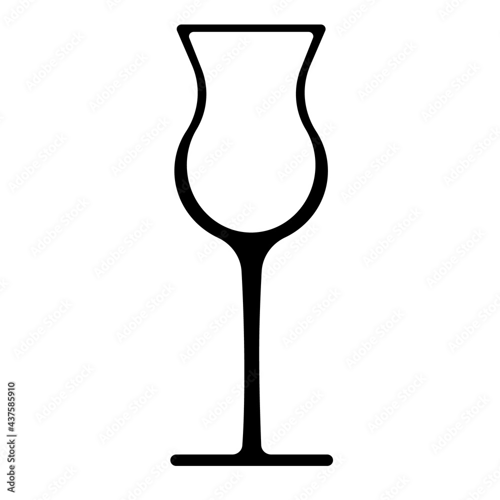 Black silhuette of glass for cocktail or short drink. Glass for vodka ...