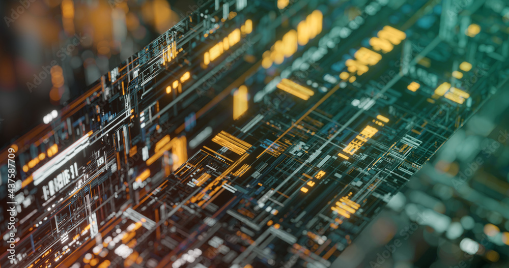 Data stream futuristic virtual computer network blockchain security ...