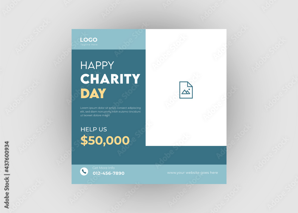 Charity social media post design. Charity donation social media ...