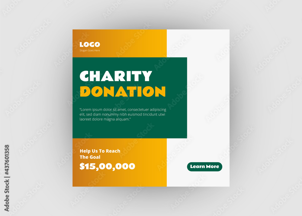Charity social media post design. Charity donation social media ...