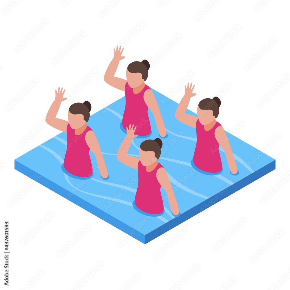 Synchronized swimming girls icon. Isometric of Synchronized swimming ...