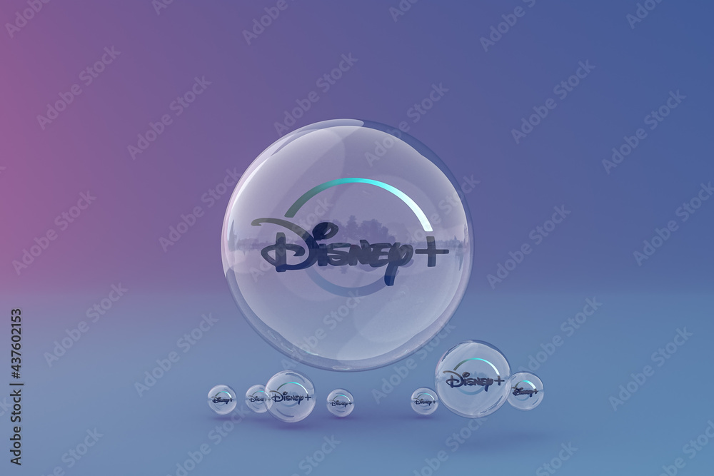 disney plus acrylic glass logo and disney plus icons copy space Stock ...