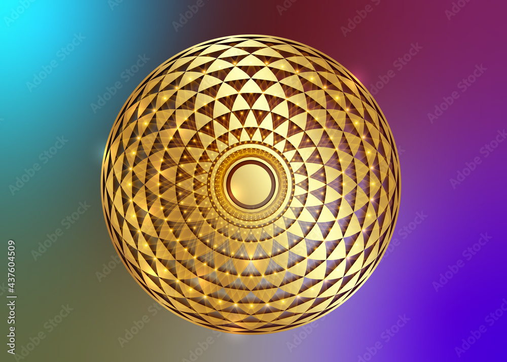 Torus Yantra, Gold Hypnotic Eye sacred geometry basic element. Golden ...
