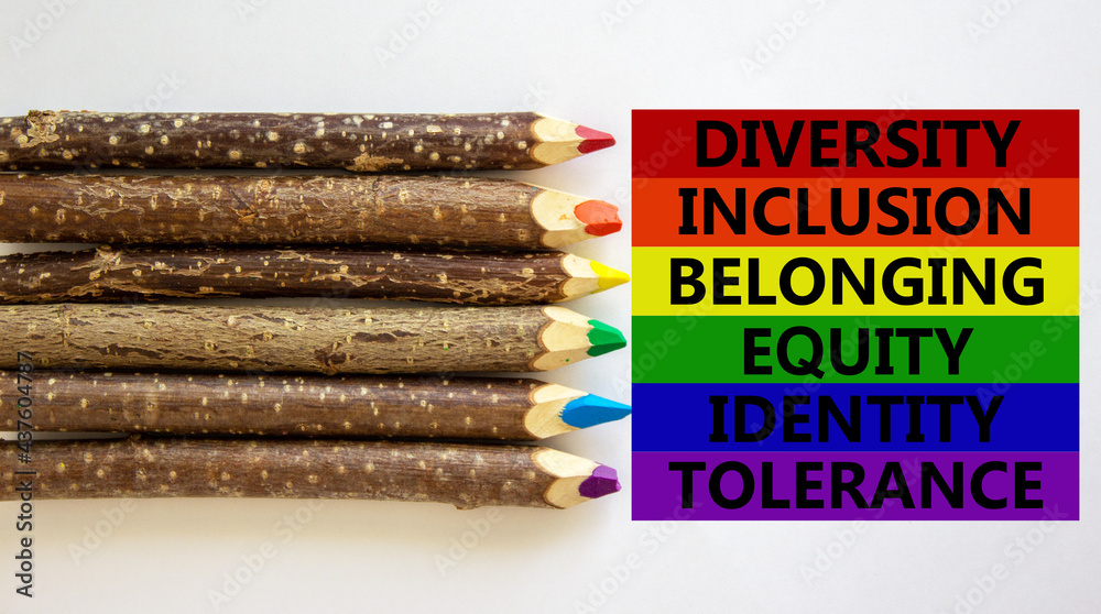 Diversity inclusion belonging equity identity tolerance words written ...