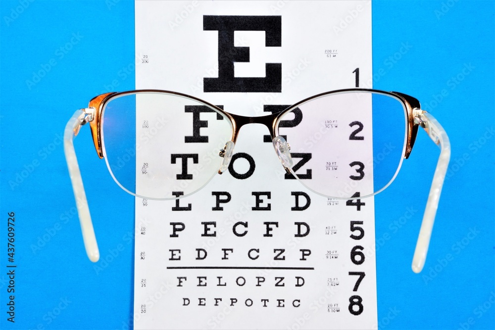 Fotka „Vision check. eye chart table for visual acuity diagnostics ...