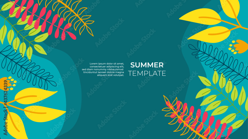 Floral and leaves summer background. Vector set of social media stories ...
