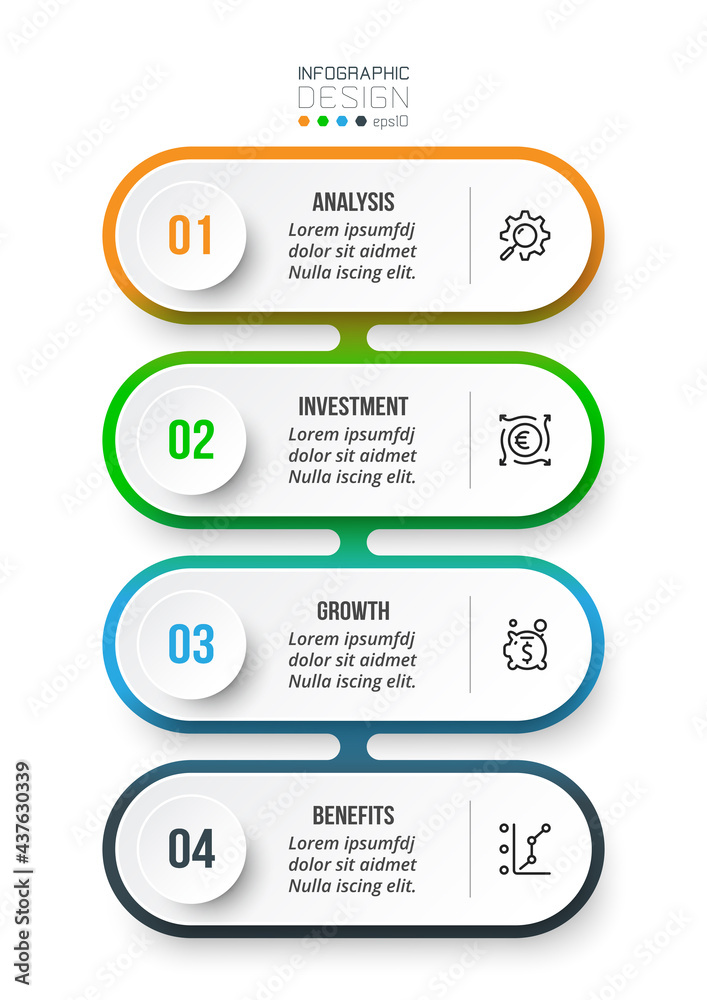 4 step process work flow infographic template. Stock Vector | Adobe Stock