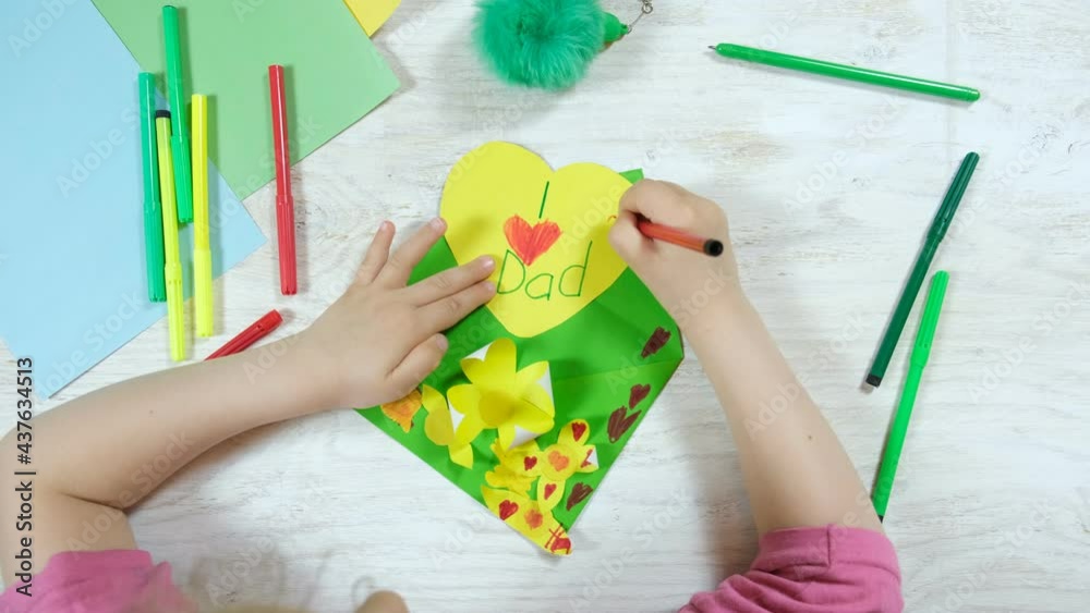 Greeting card for on Father's Day heart with lettering. Envelope crafts ...