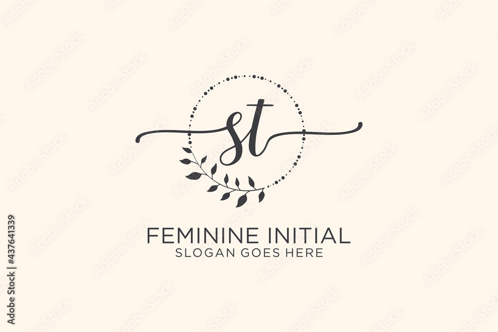 Initial ST beauty monogram and elegant logo design handwriting logo of ...