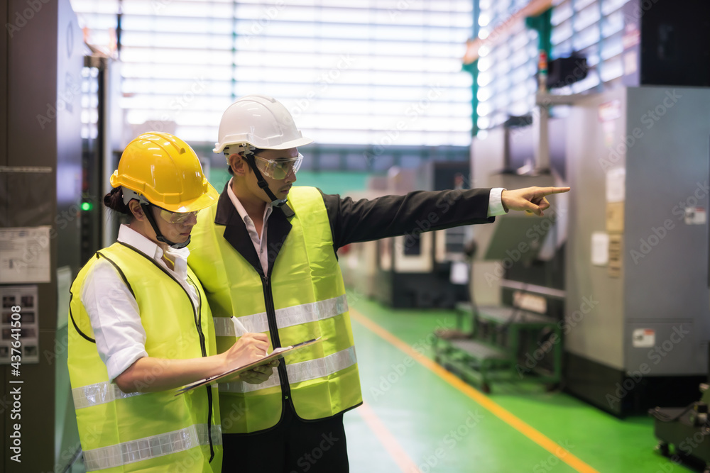 Factory inspector audit automated machine Stock Photo | Adobe Stock
