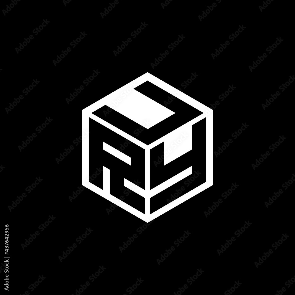 RYU letter logo design with black background in illustrator, vector ...