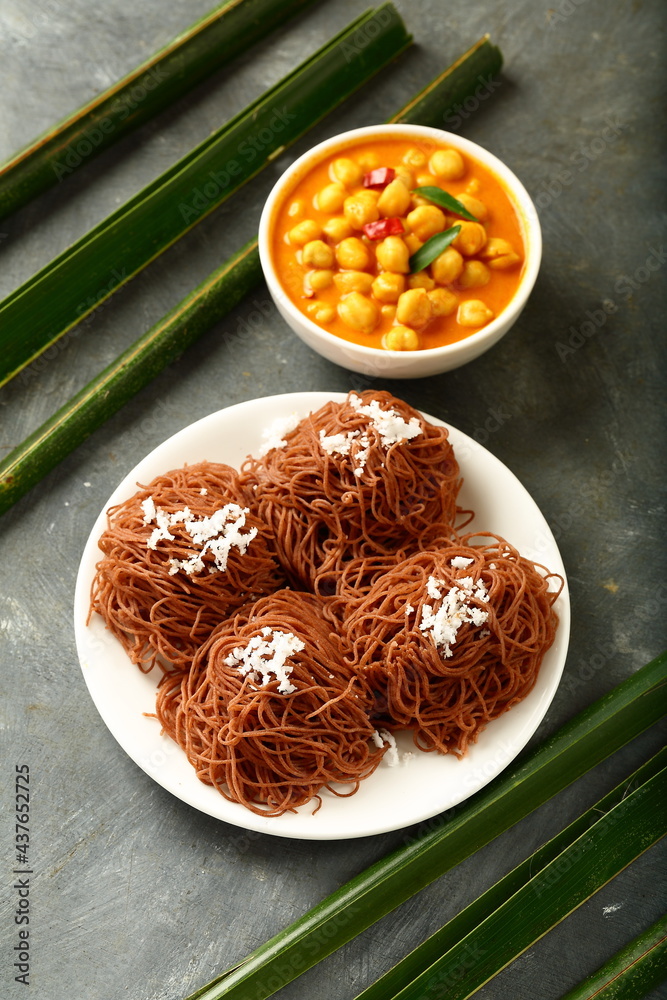 Traditional Indian recipe- steamed string hoppers , idiyappam served ...