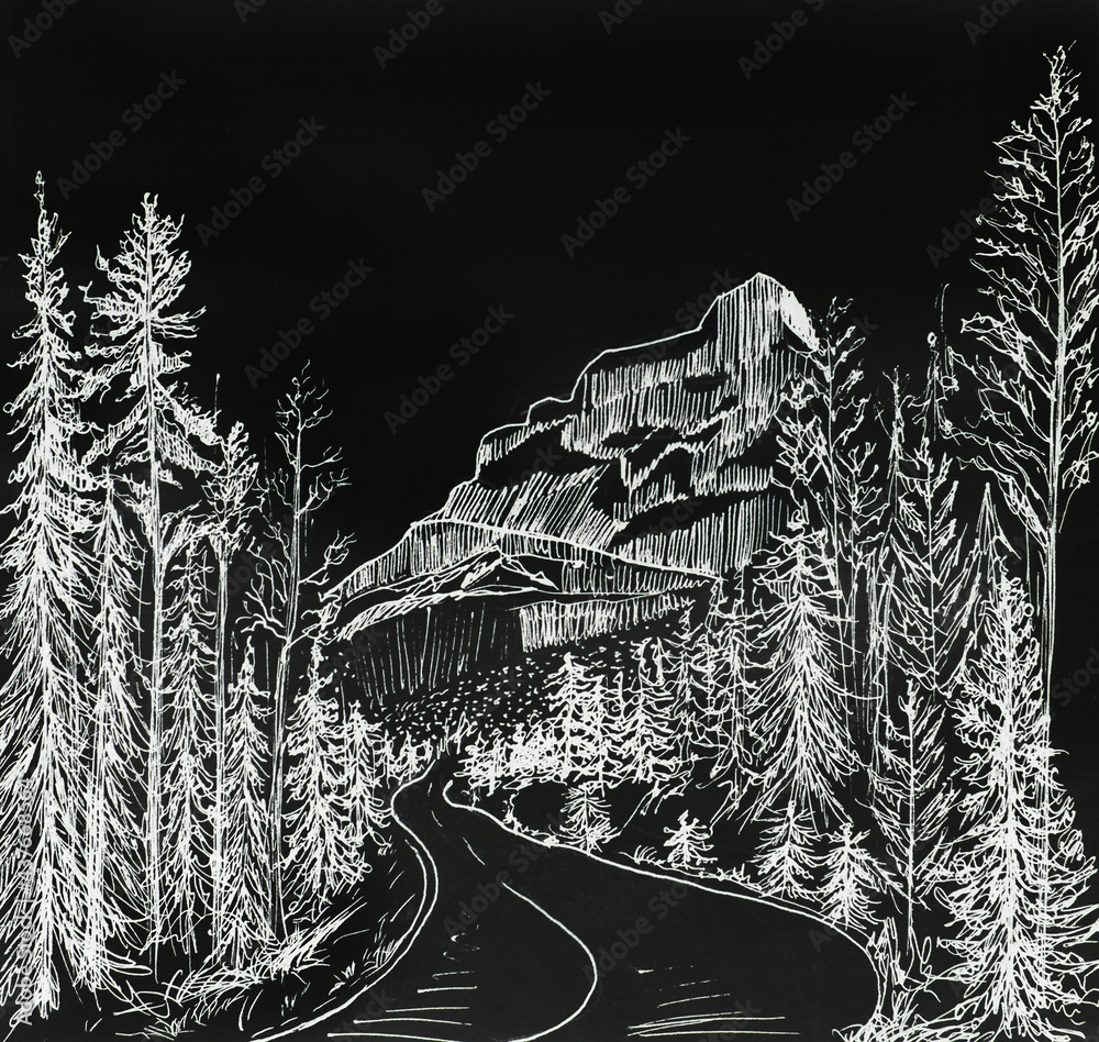 Scratchboard Art Landscape