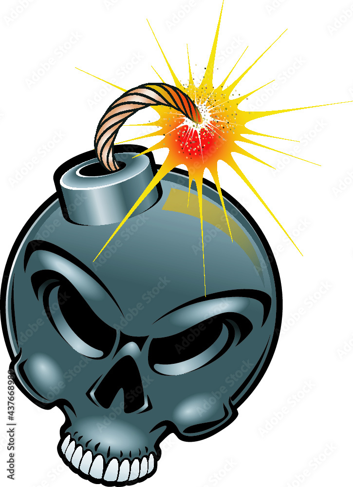 cartoon style bomb with burning fuse Stock Vector | Adobe Stock