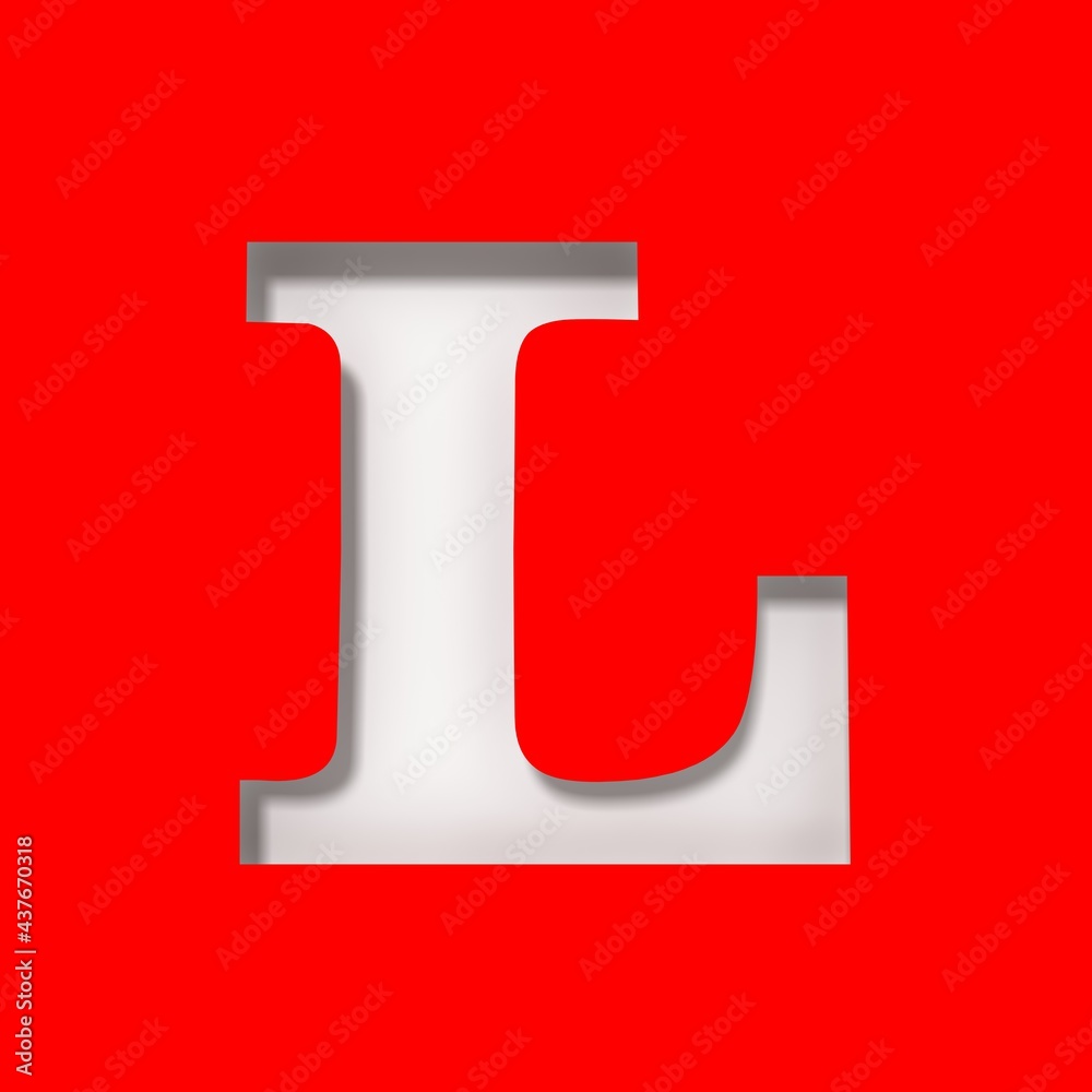 L letter white sign alphabet capital letter stencil cut out design 3d ...