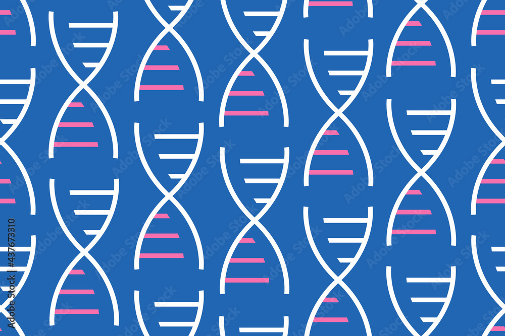 DNA flat icons seamless pattern. Repetitive vector illustration of simple minimalist lined dna ...